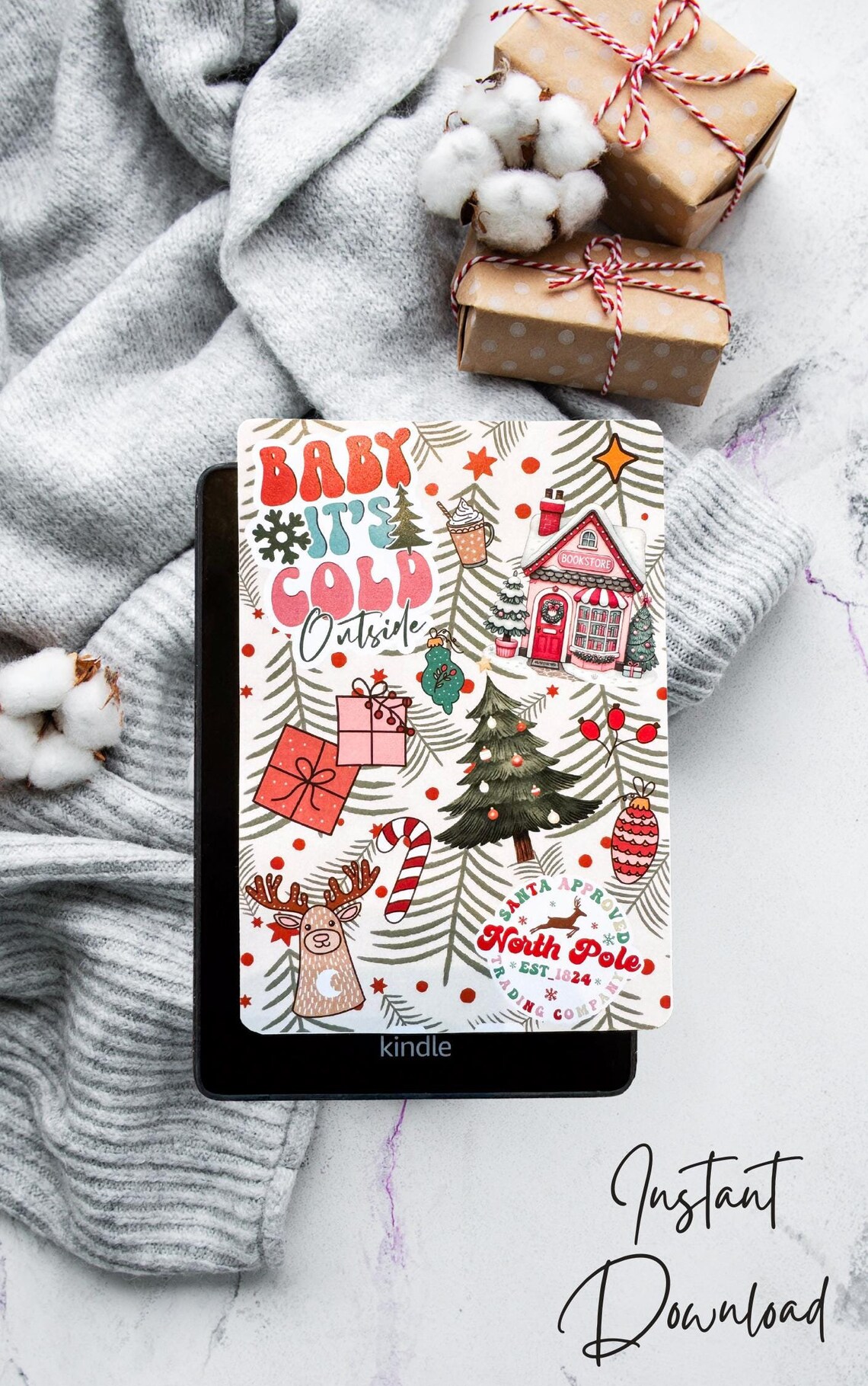 Christmas Holiday Themed Printable Kindle Insert for Clear Case ...