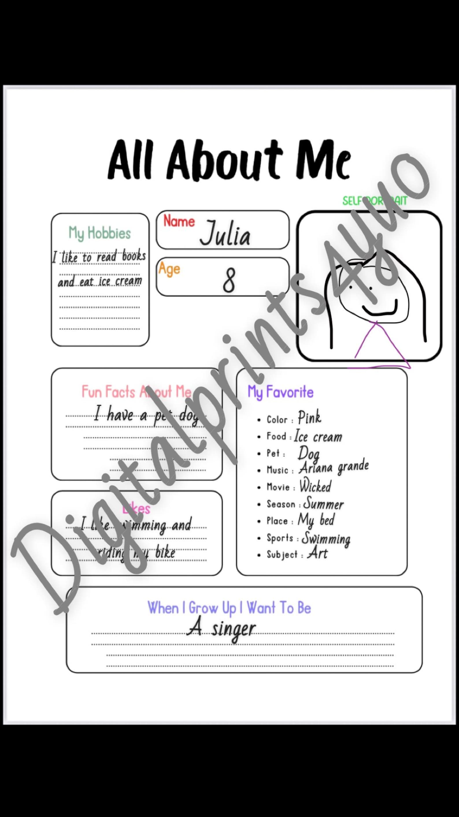 All About Me Paper - Etsy