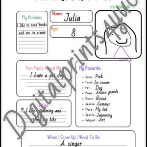 All About Me Paper - Etsy