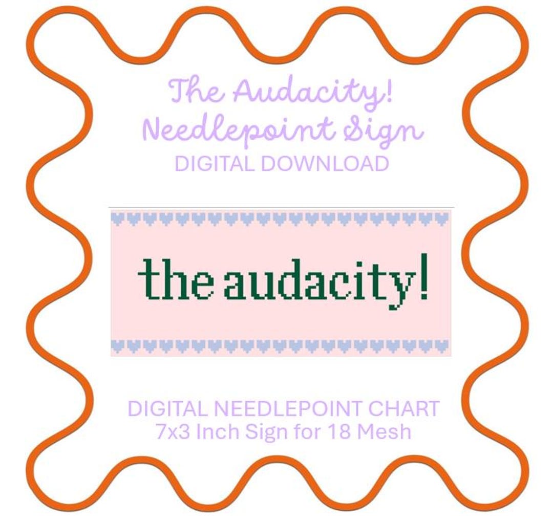 Digital Needlepoint Chart - the Audacity! Sign - W/ DMC Thread ...