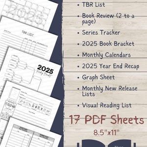 2025 Reading Journal - Reading Tracker - Reading Log - Reading List ...
