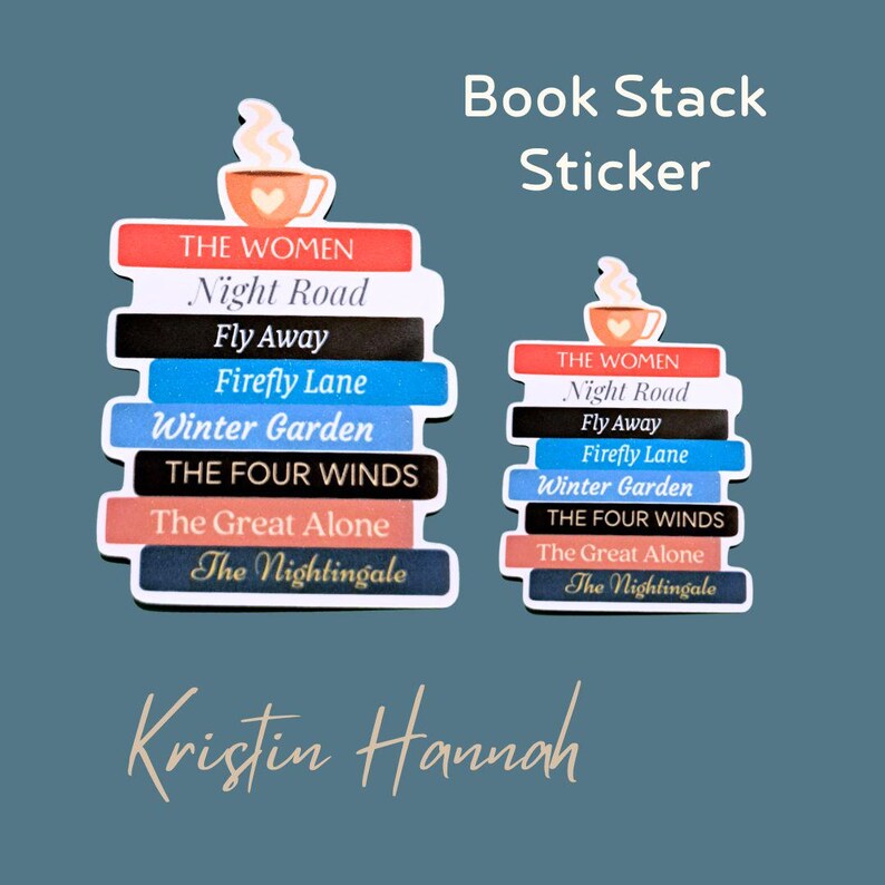 Book Stack Sticker - Kristin Hannah Vinyl & Paper Book Stickers for ...