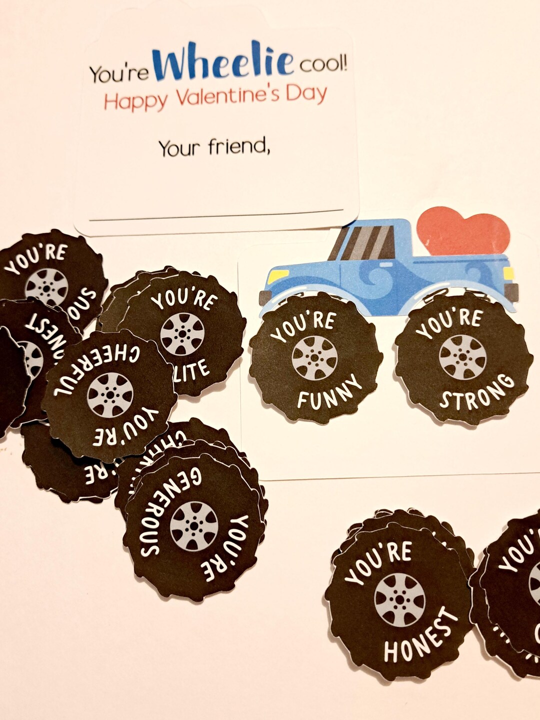 Monster Truck Valentine Cards Class Valentines Set of 12 Double-sided ...