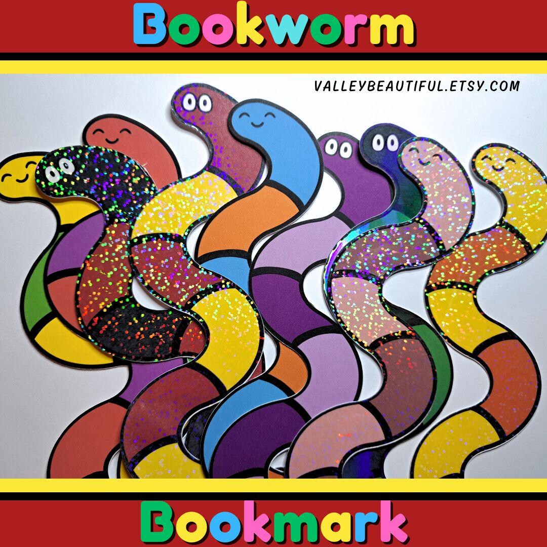 Children's Bookmarks Holographic - Funny Bookworms, Happy Bookworms ...
