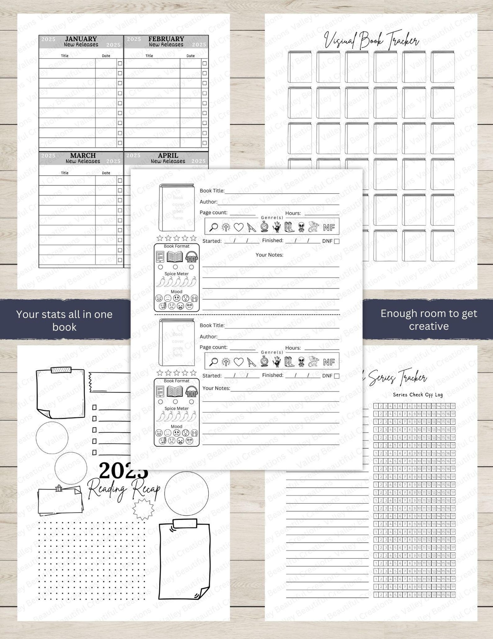 2025 Reading Journal - Reading Tracker - Reading Log - Reading List ...