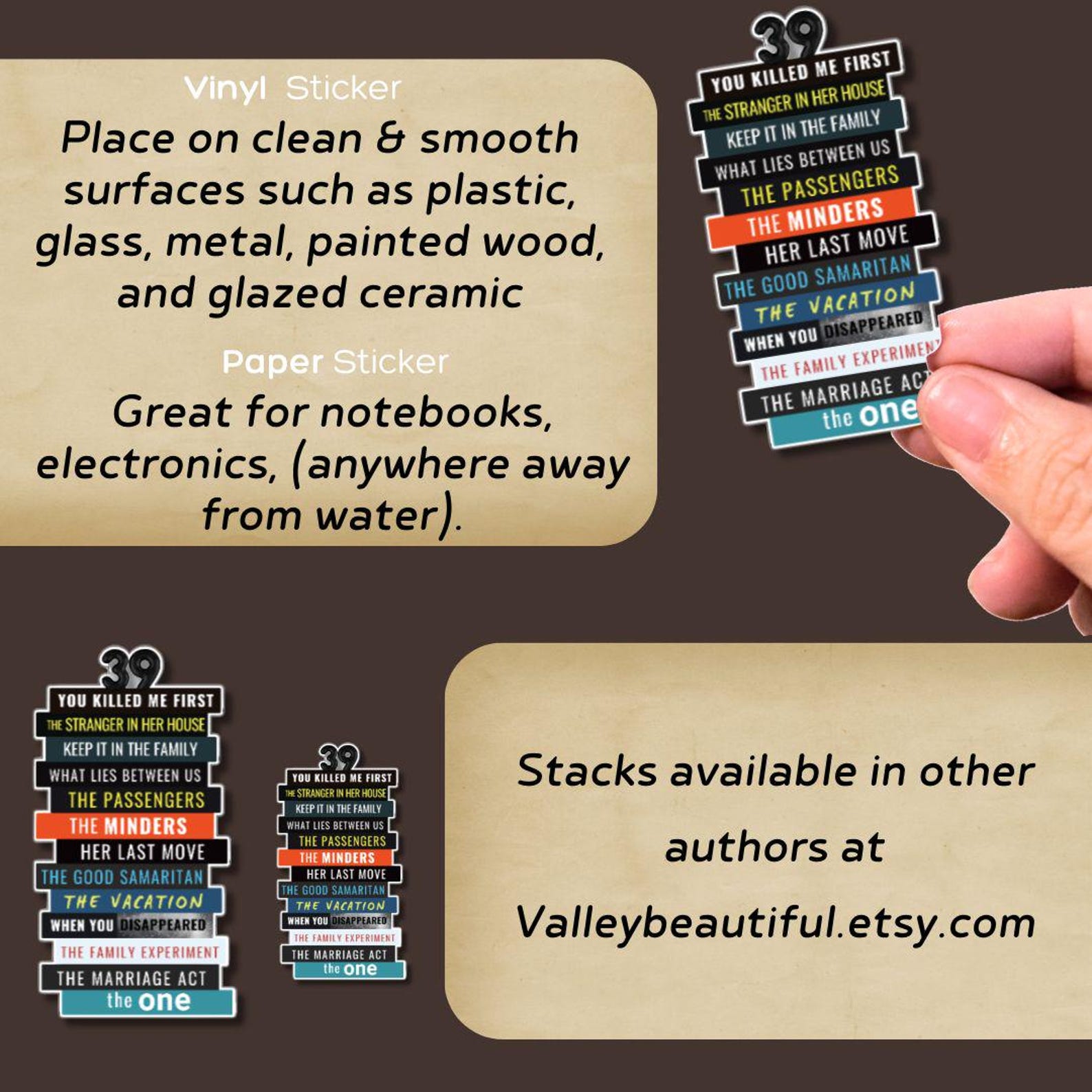 John Marrs Book Stack Sticker - Custom Vinyl or Paper Book Stack ...