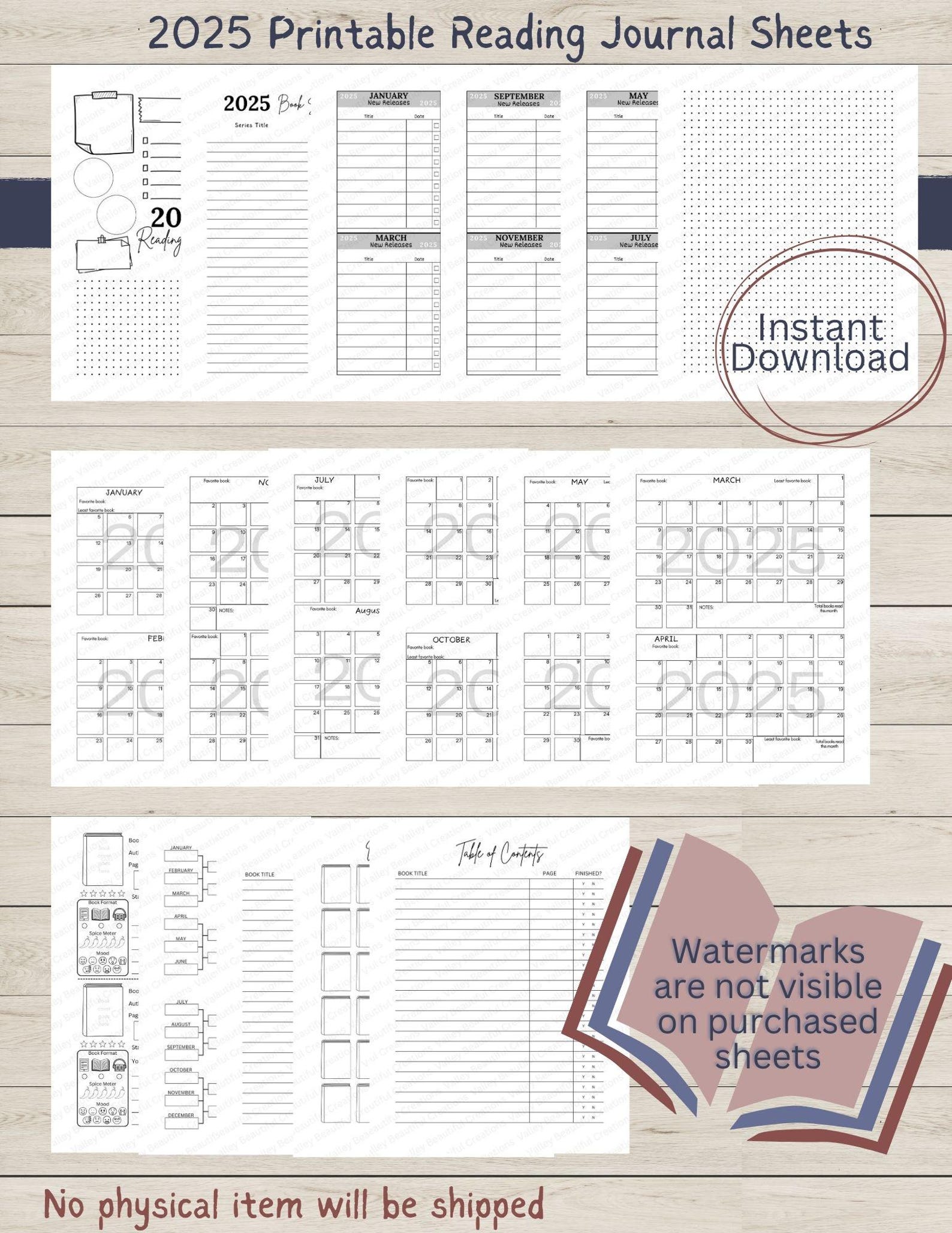 2025 Reading Journal - Reading Tracker - Reading Log - Reading List ...