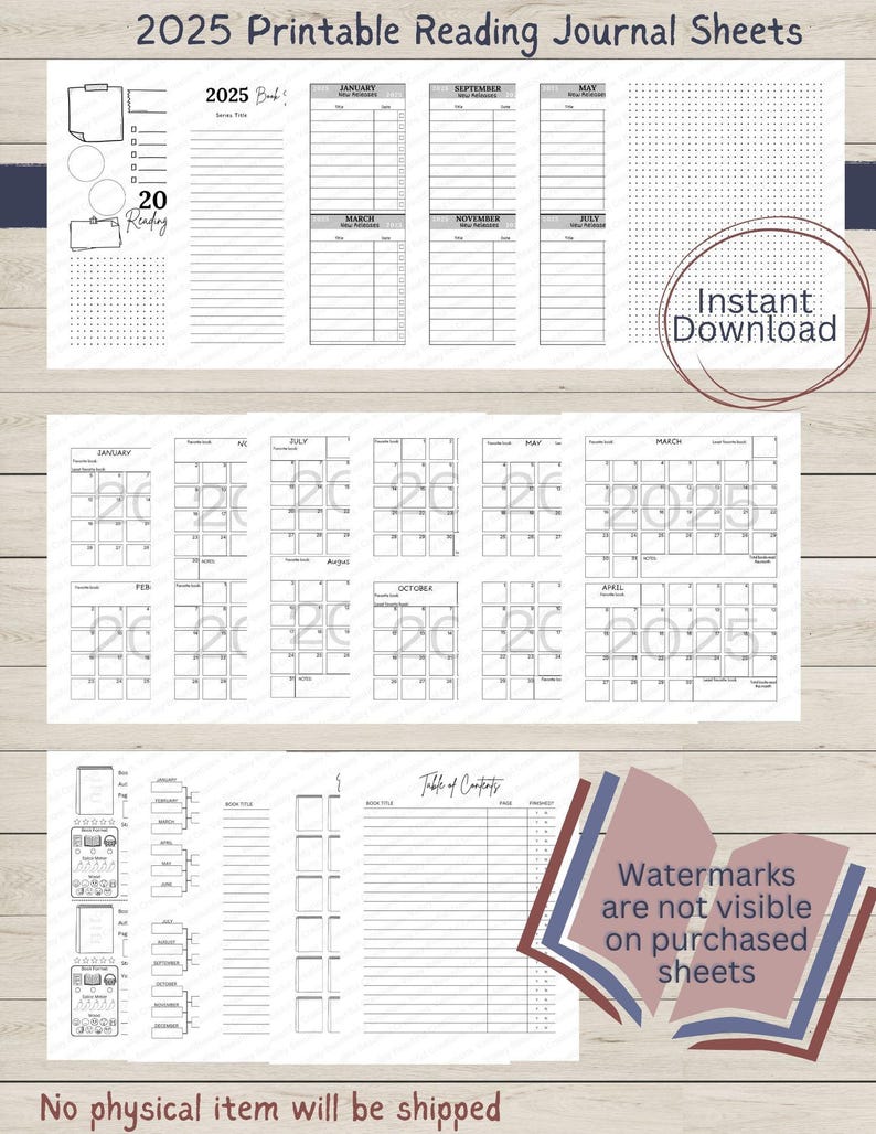 2025 Reading Journal - Reading Tracker - Reading Log - Reading List ...