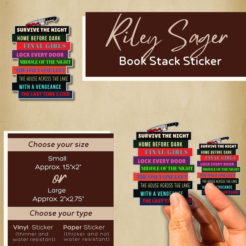Riley Sager Book Stack Sticker- Custom Bookish Vinyl & Paper Sticker ...