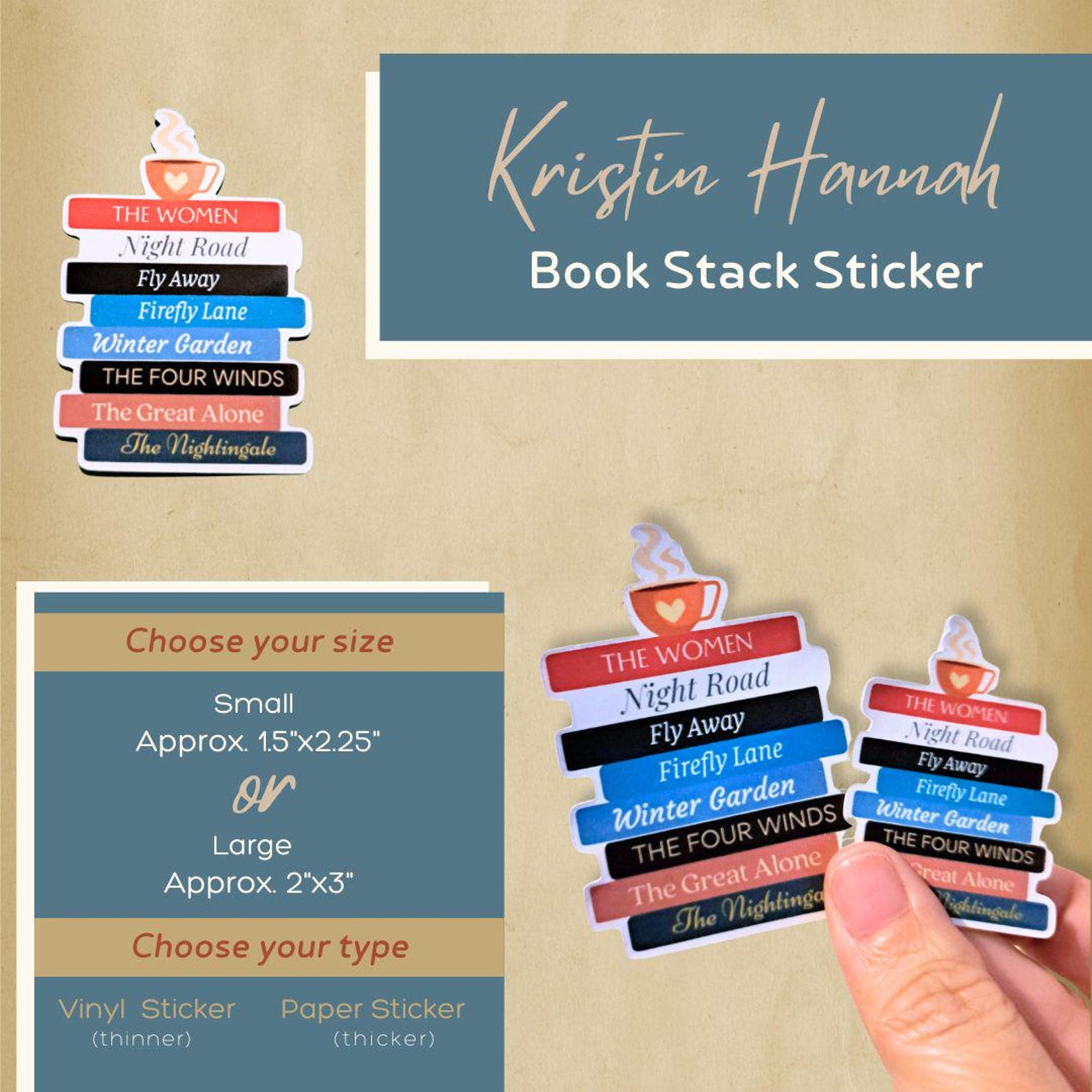 Book Stack Sticker - Kristin Hannah Vinyl & Paper Book Stickers for ...