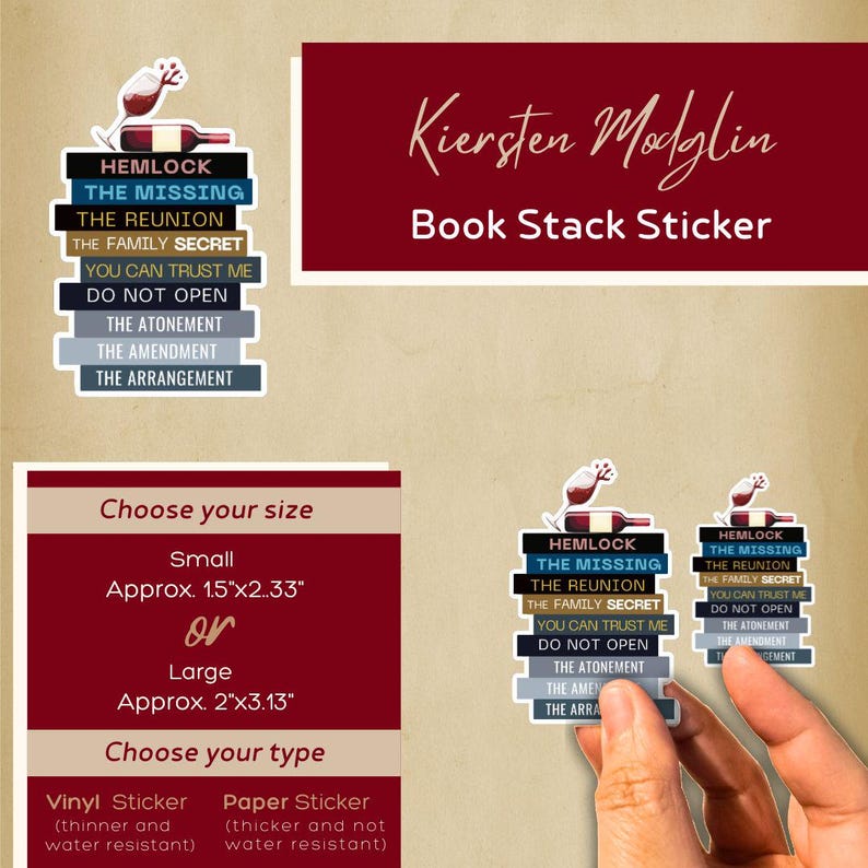 Thriller Book Stack Sticker - Kiersten Modglin Books, Thriller Sticker ...
