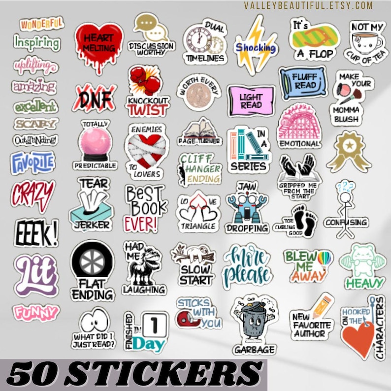 Reading Journal Sticker Pack - Reading Log Stickers Lot, Book Review ...