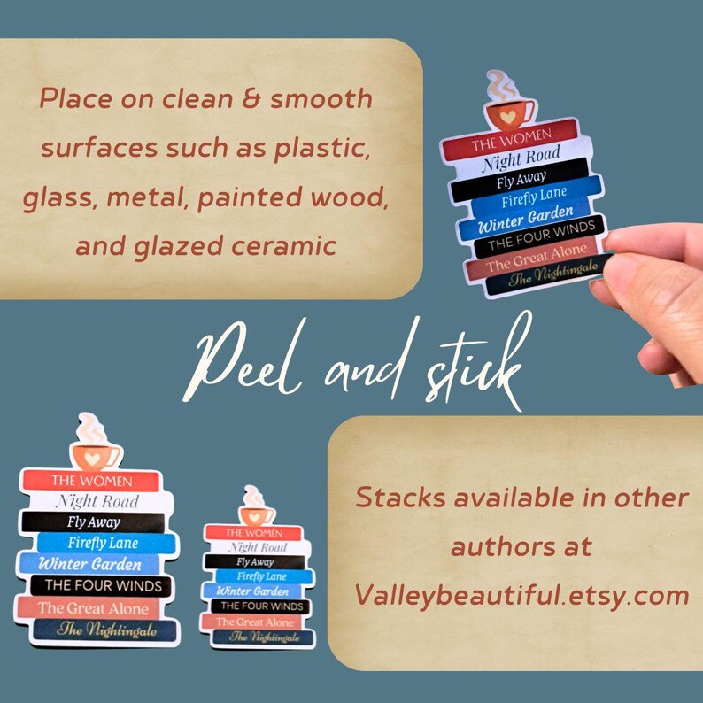Book Stack Sticker - Kristin Hannah Vinyl & Paper Book Stickers for ...