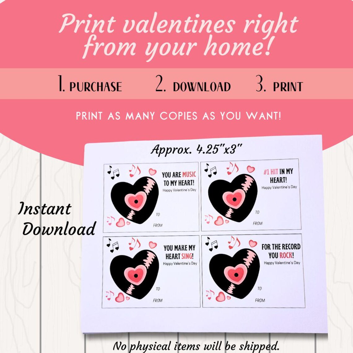 Printable Record Valentine Cards PDF - Music Valentines for Classrooms ...