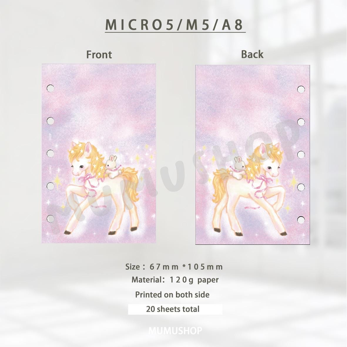M5 Journal Insert Refill - [20 Sheets] - Watercolor Animals | Unicorn ...