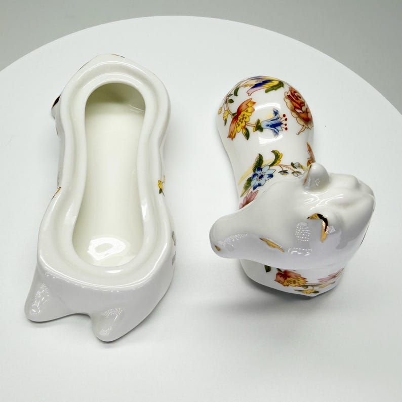 Aynsley English Bone China Horse Trinket Box Two Piece Floral Gilt 3.25 ...