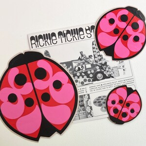 Authentic Rickie Tickie Ladybug Stickies, 9 Pink, Red, Black Flower ...