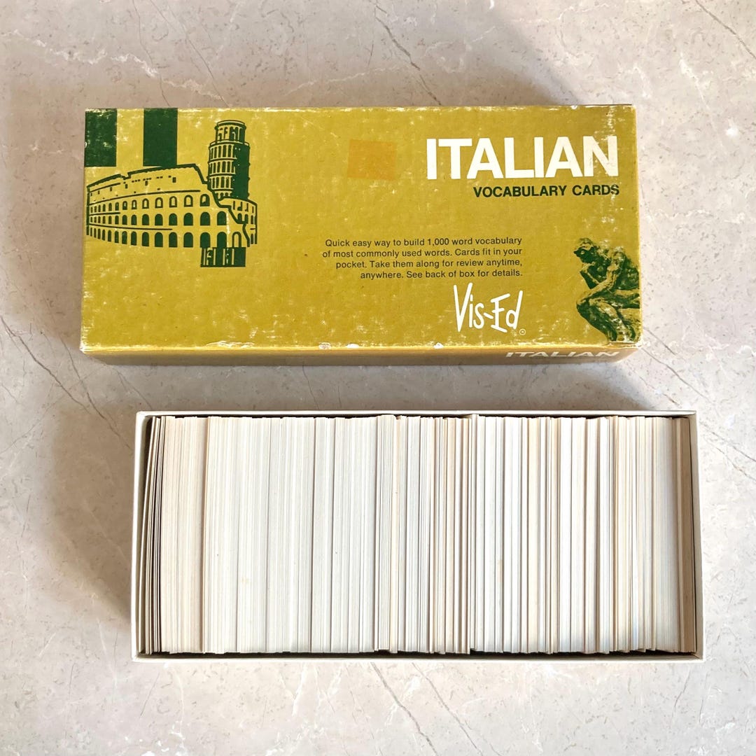 1980s Italian Vocabulary Cards, 1,000 Language Flashcards in Original ...