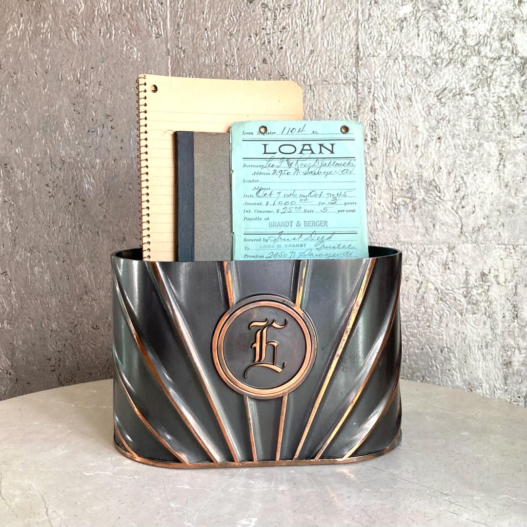 Vintage “E” Monogram Mail Organizer, Letter Bin, Heavy Steel With ...
