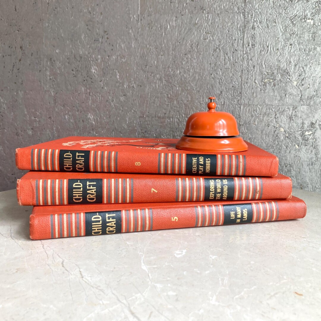 Vintage 1950s Orange Book Stack, 3-volume Child Craft Children’s Book ...