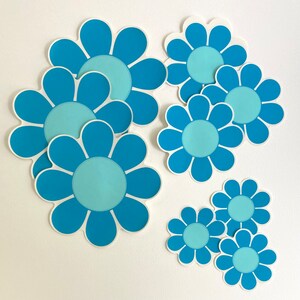 Rickie Tickie Stickies, 9 Blue & Aqua Vintage Flower Power Stickers ...
