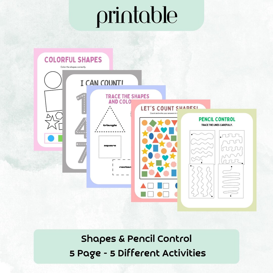Printable Shapes, Numbers Worksheet: Counting, Coloring, Drawing ...