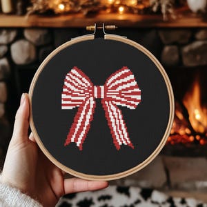 Red & White Bow Cross Stitch Pattern PDF | Instant Download | DIY ...