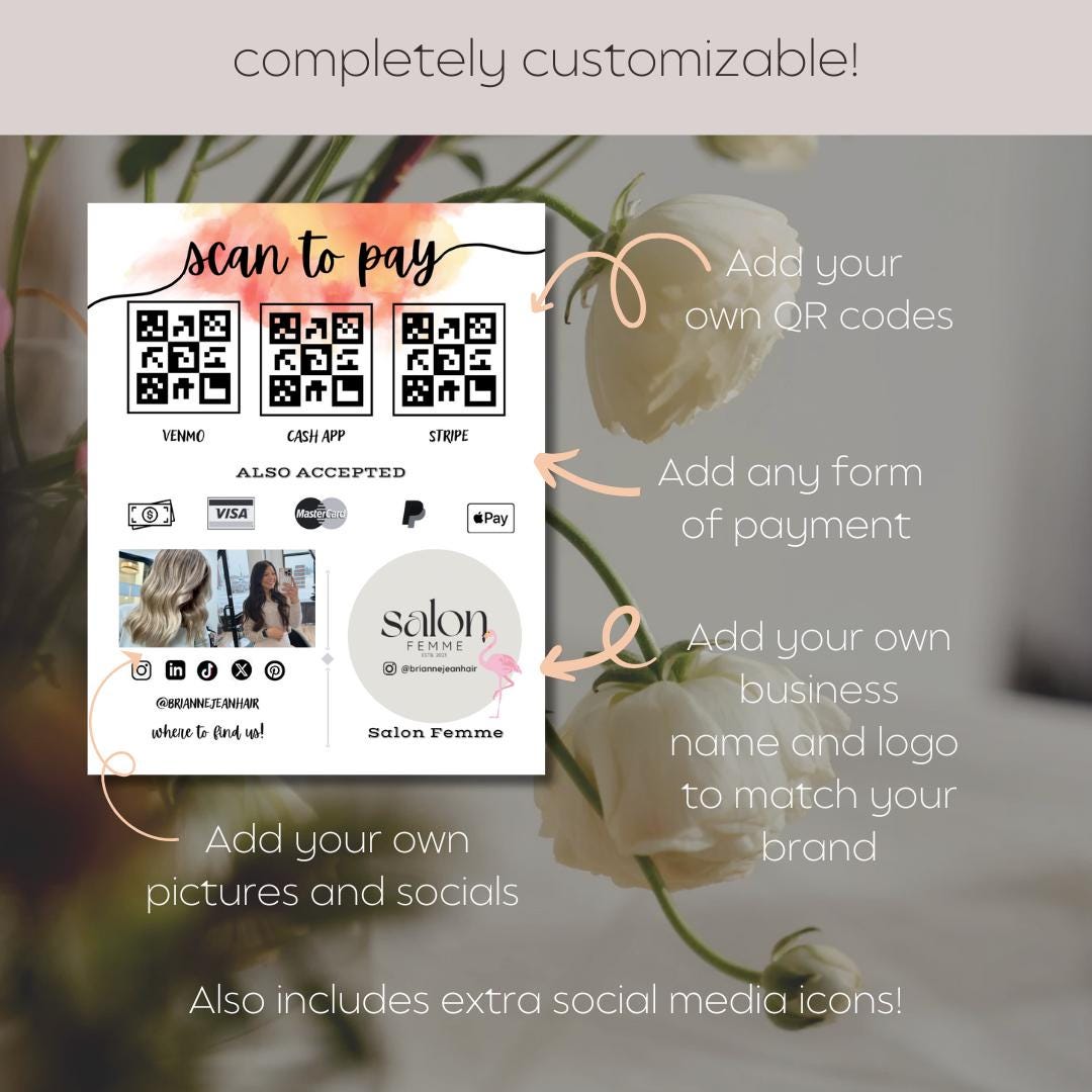 Scan to Pay Template Business Payment Method Sign Canva Editable ...