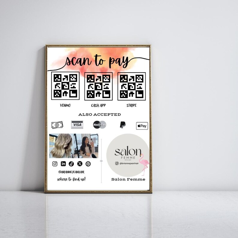 Scan to Pay Template Business Payment Method Sign Canva Editable ...