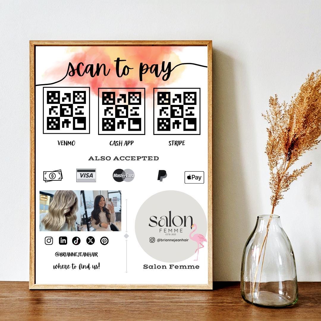 Scan to Pay Template Business Payment Method Sign Canva Editable ...