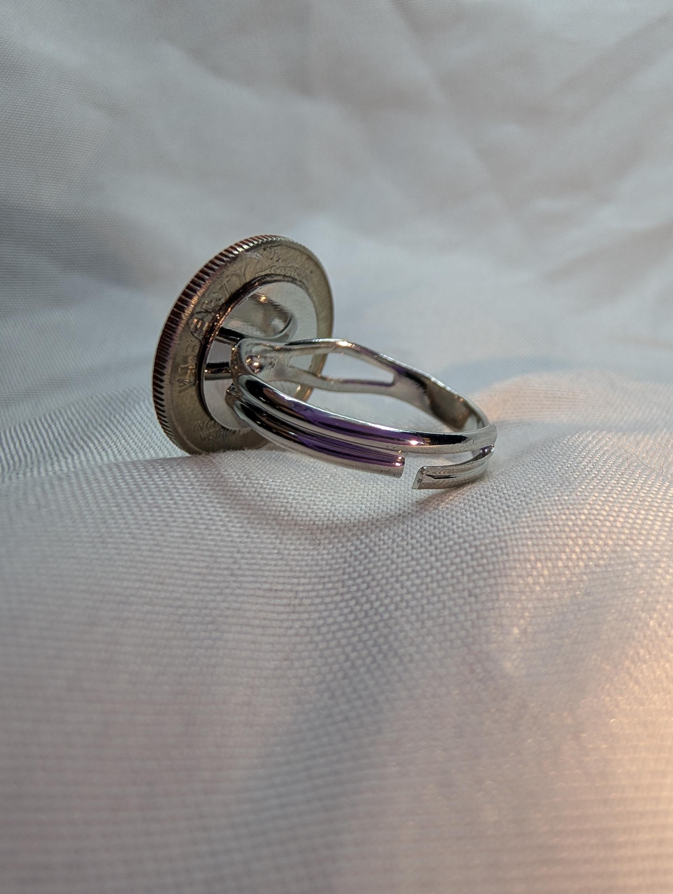 Dime-in-ring: Dime Ring, Adjustable Band, Novelty Jewelry Gift - Etsy