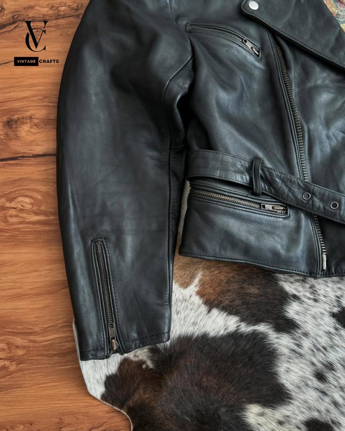 Men's Handmade Vintage Leather Jacket, Black Distressed Leather Jacket ...