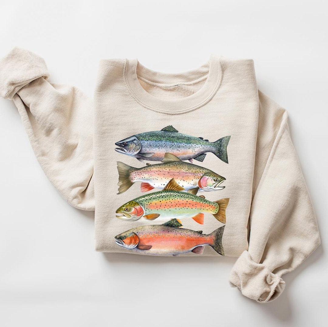 Abstract Colorful Trout in A Row Sweatshirt - River Fish Trout Species ...