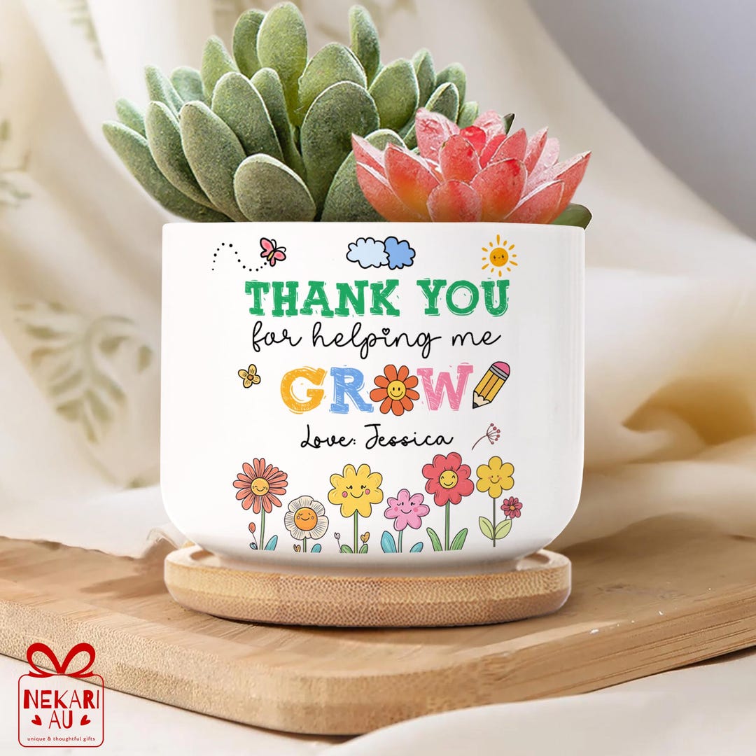 Teacher Plant Pot, Teacher Appreciation Gifts, Custom Teacher Name ...