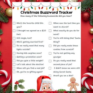 Christmas Buzzword Tracker Checklist - Fun Christmas Activity! Instant ...