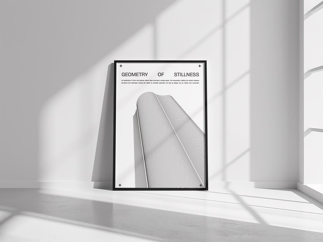 White Minimal Lines Building Poster, Wall Art, Wall Decor, Design ...