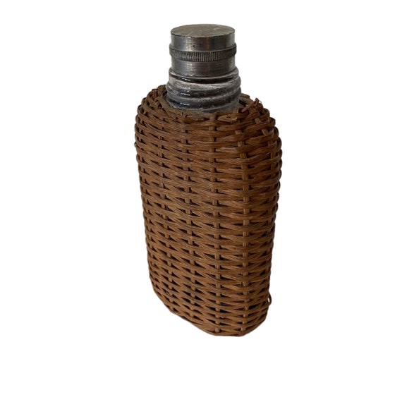 Wicker Pocket Flask Boho Barware Booze Bottle - Etsy