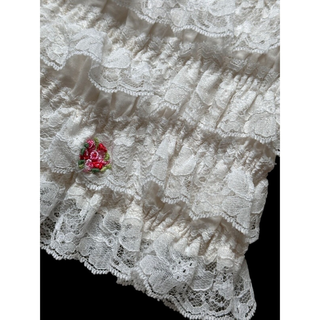 Bloomers Vintage M Square Dance Rockabilly White Ruffles Lace Ruthad ...