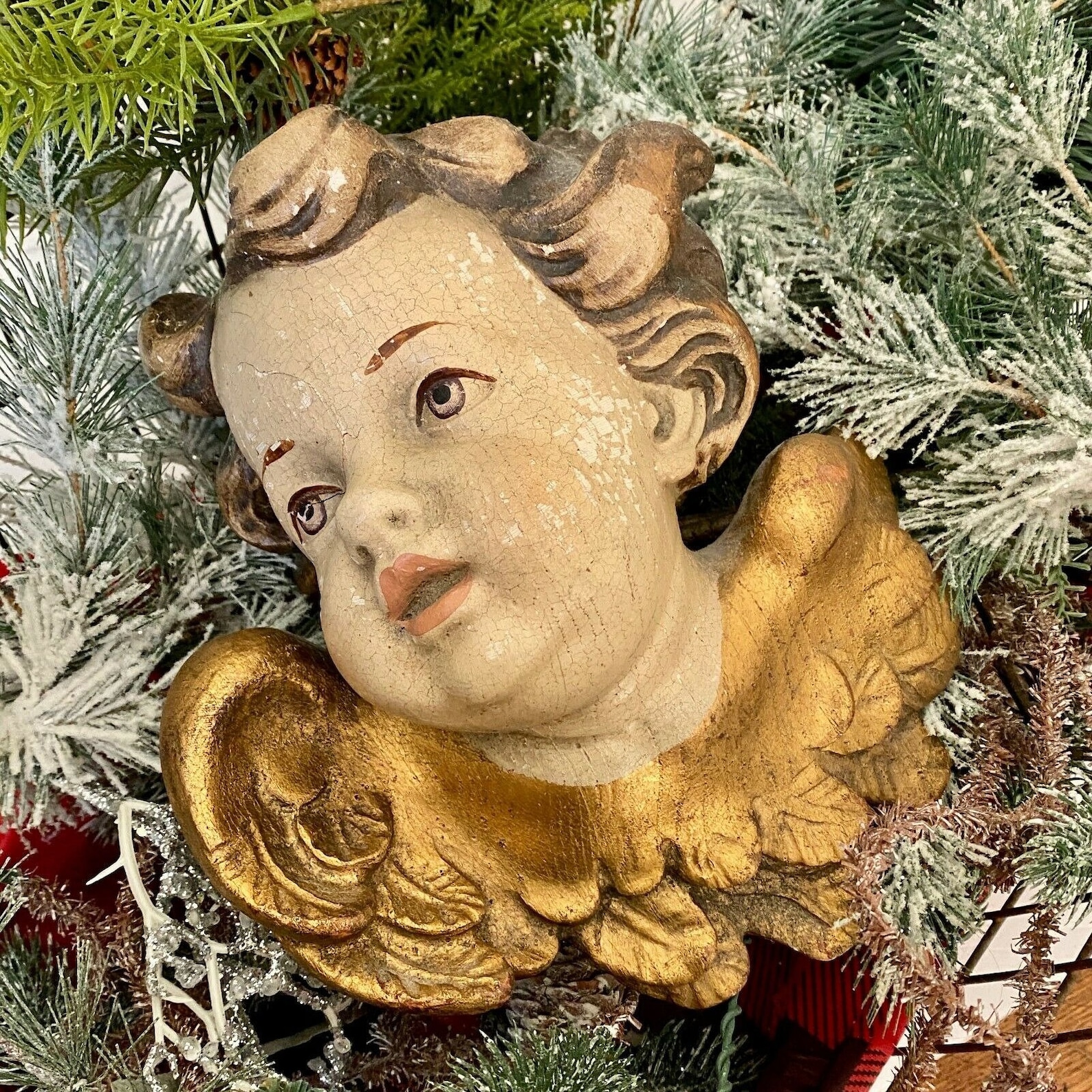 Cherub Putti Angel Antique Hand-carved Wood Germany Christmas Inventory ...
