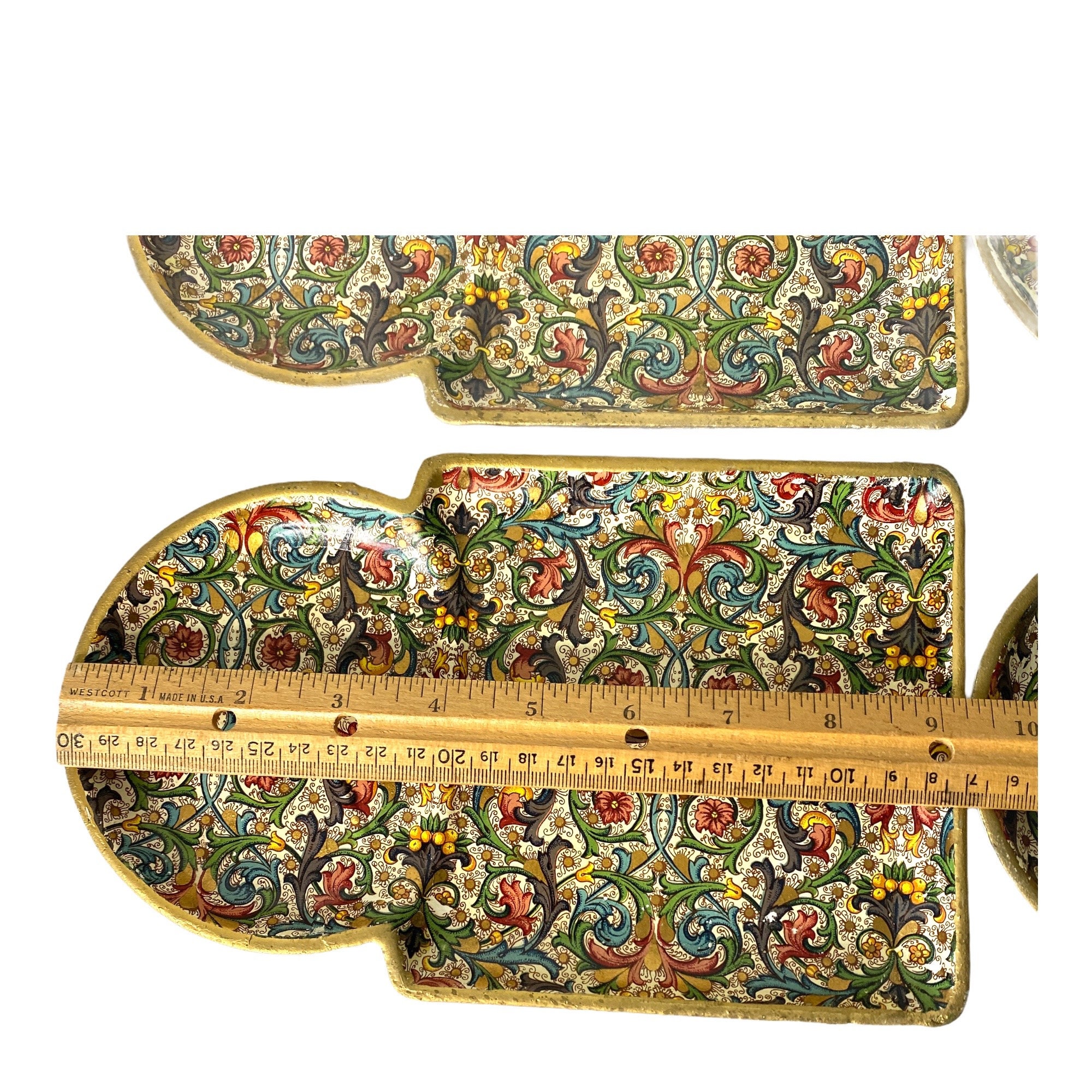 4 Paper Mache Snack Trays Japan Alcohol Proof Floral Boho Mid Century ...