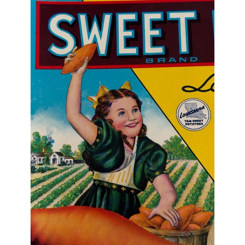 10 Sweet Lue NOS Vintage Crate Label Louisiana Sweet Potatoes Breaux ...