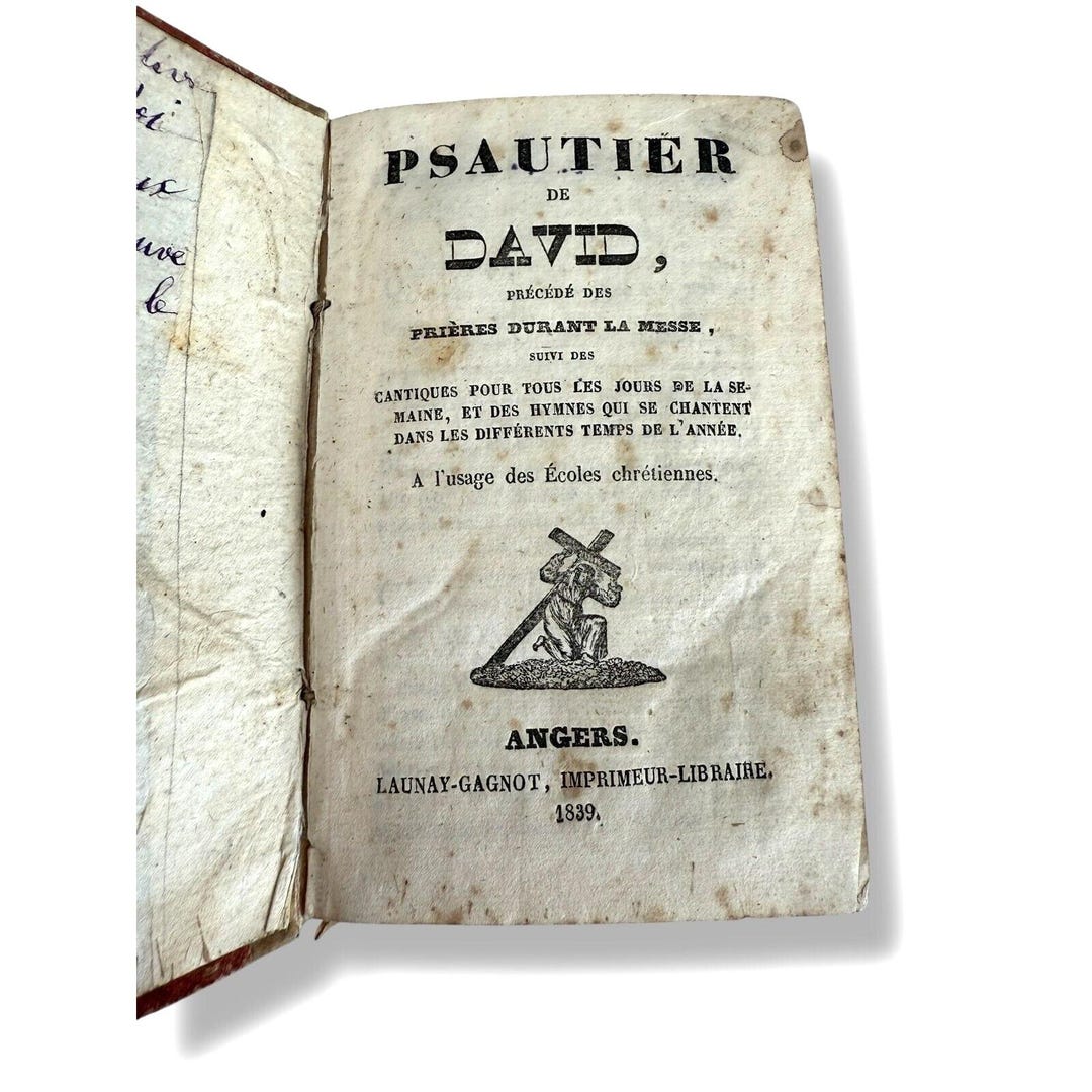 1839 Psautier De David French Book of Psalms Antiquarian Christian ...