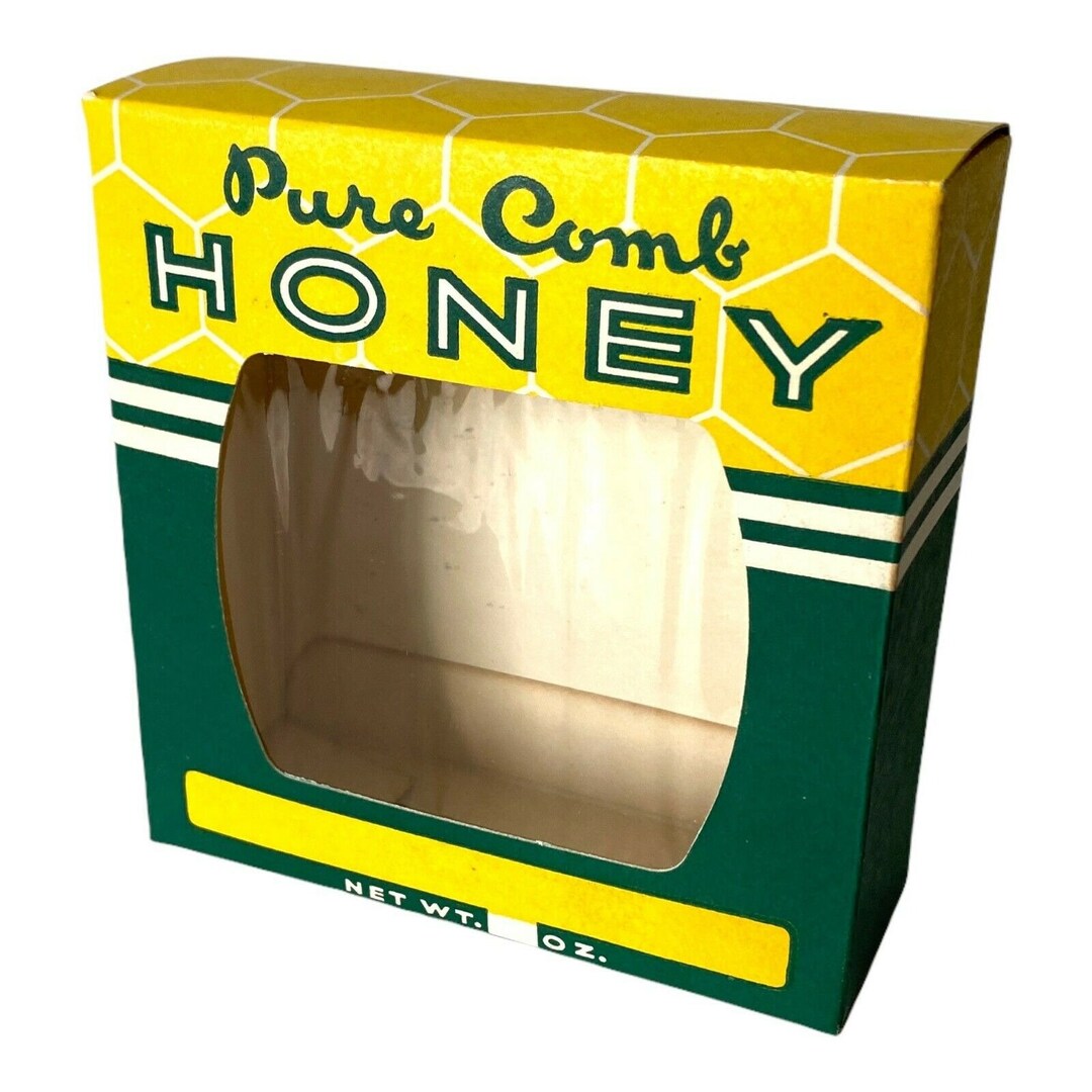 Pure Comb Honey Box 1940 Vintage Yellow Green Root Co Beekeeper ...