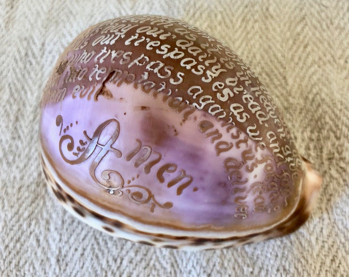 Lord's Prayer Carved on Cowrie Shell Seashell Antique - Etsy
