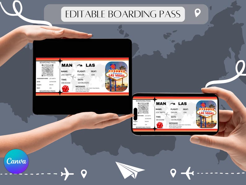 Vibrant Digital Boarding Pass Gift FULLY EDITABLE - Etsy