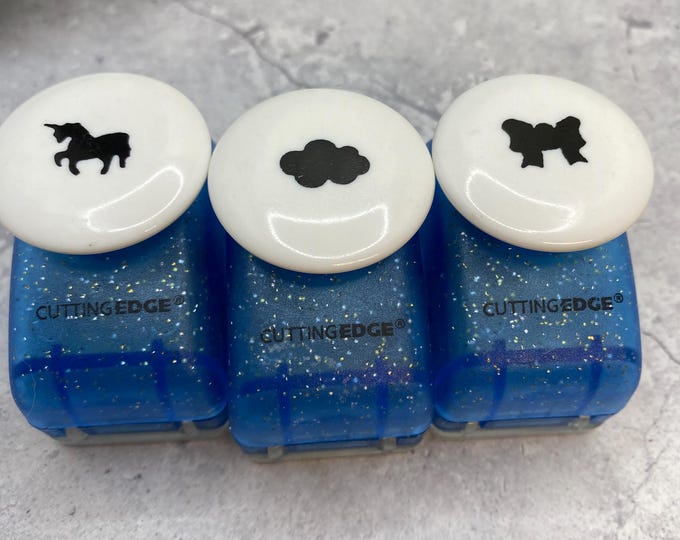 Cutting Edge Big Button Paper Punch Set – Cloud, Unicorn, Bow – Set of ...