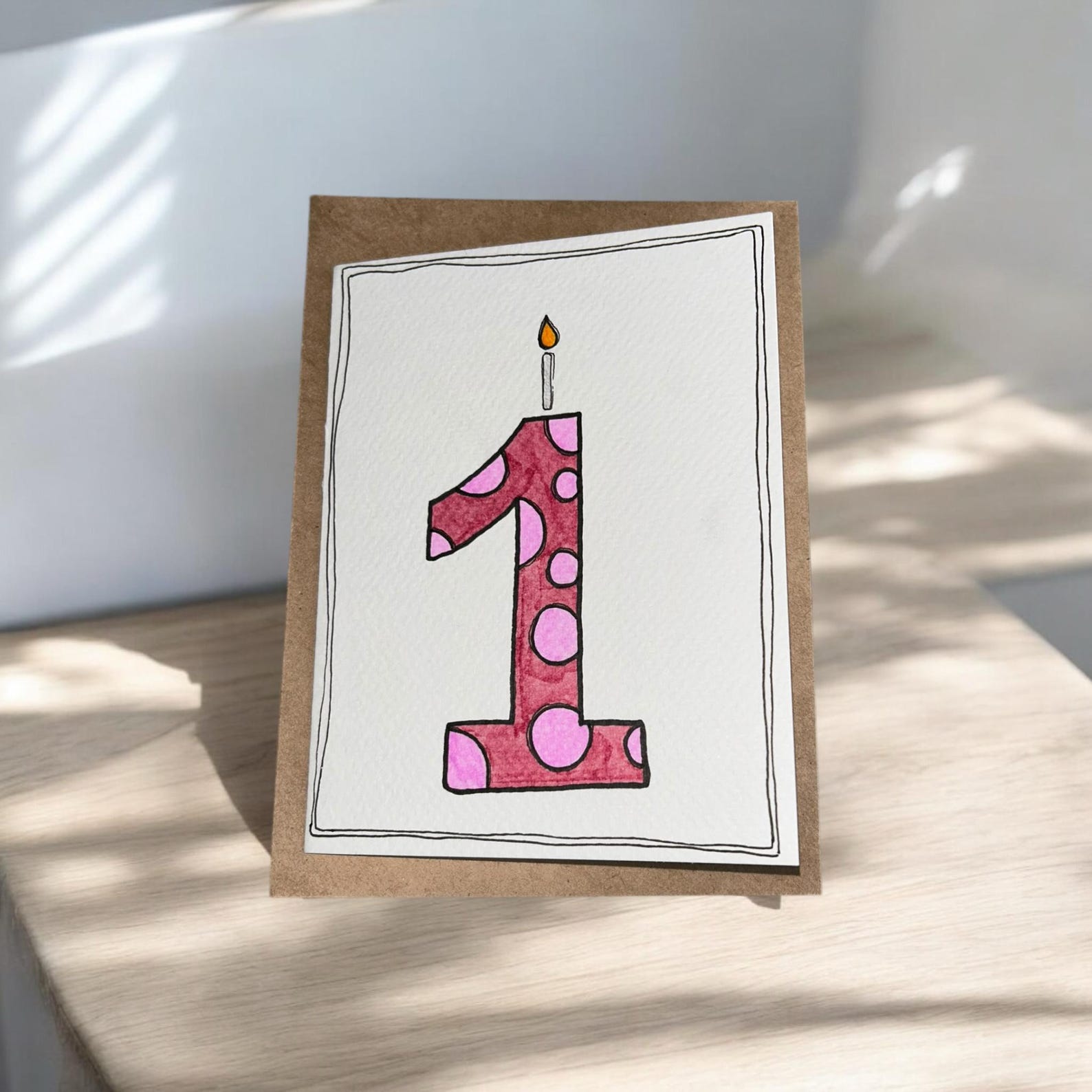Handmade First Birthday Greeting Cards With Envelopes + Plastic Seal ...