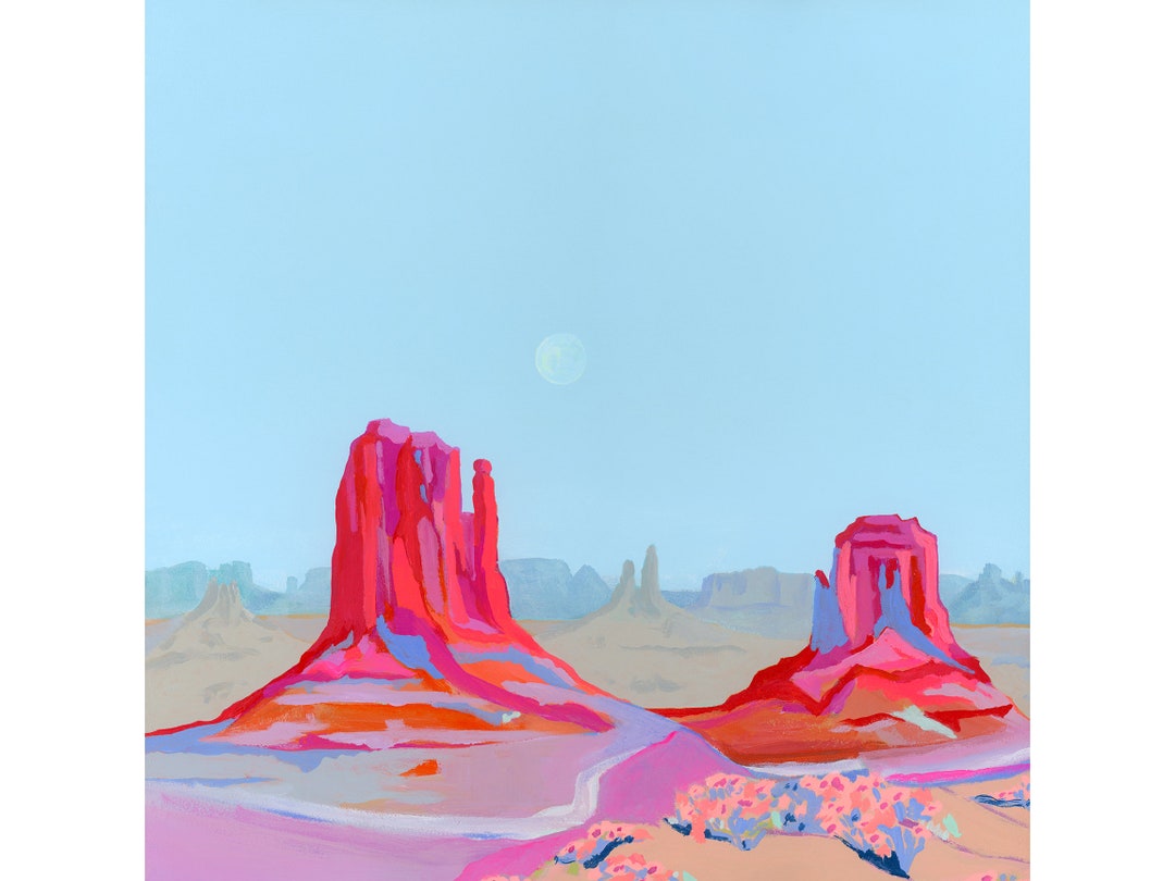 Monument Valley Archival Print - Colorful Desert Landscape Painting ...