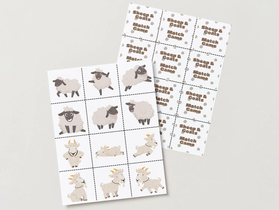 Sheep and Goats Memory Match Game - Etsy