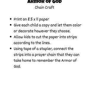 Armor of God Kids Paper Chain Craft - Etsy